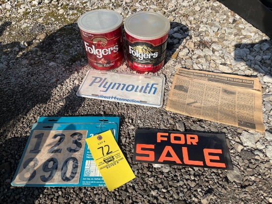 Plymouth License Plate / Stick on Numbers / For Sale Sign and Newpapers ...