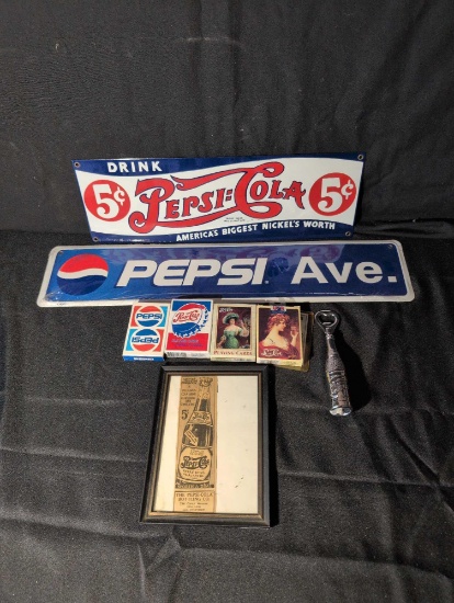Pepsi Cola opener, advertising clipping, reproduction sign, Street sign ...