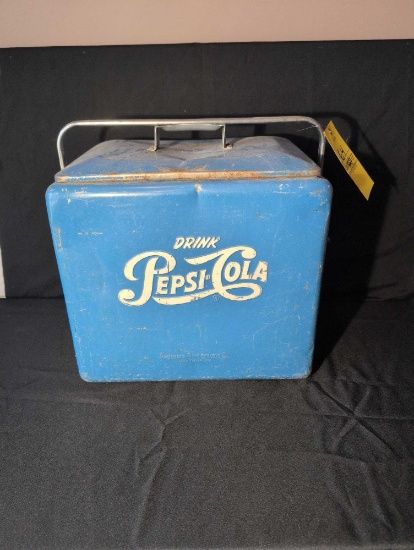 Early Pepsi metal cooler with stopper and bottle opener | Online ...