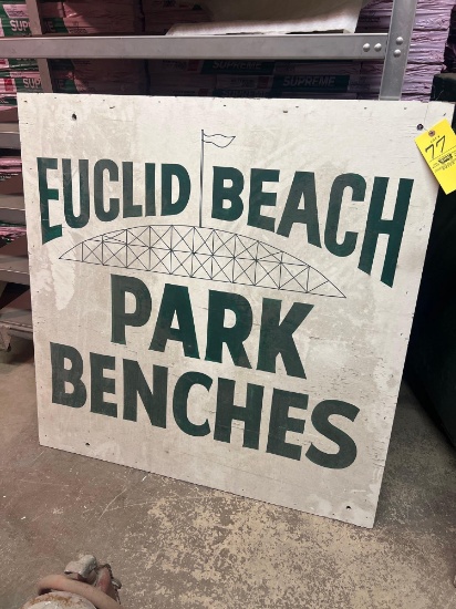 Vintage Hand Painted Euclid Beach Park Benches Wood Sign | Online ...