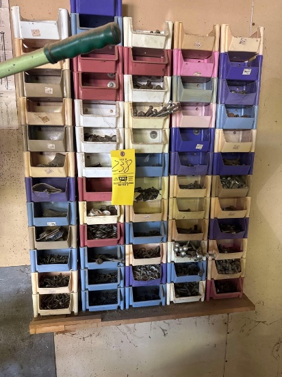 Wall mounted hardware organizer and contents | Online Auctions | Proxibid