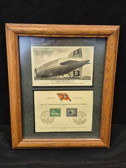 (2) Nazi Germany Zeppelin Post Cards in Single Frame | Art, Antiques ...