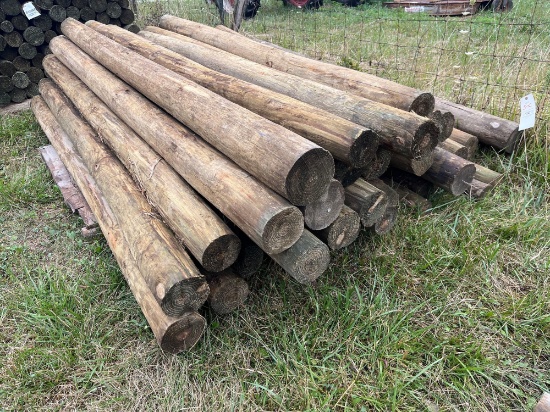 40 PCS 8Ft Treated 4-5" Round Fence Post | Online Auctions | Proxibid