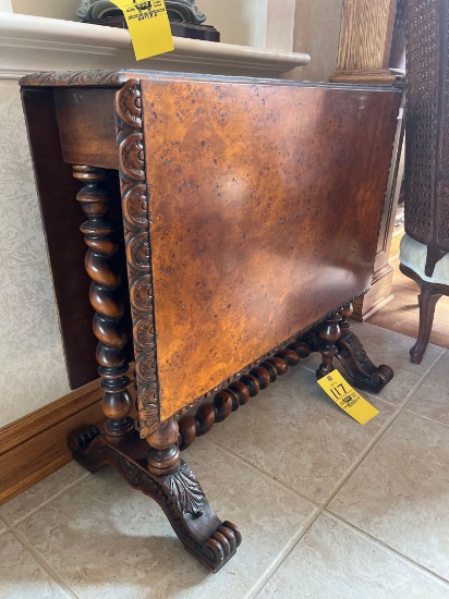 Ornate Carved Burl Wood Drop Side Table | Online Auctions | Proxibid