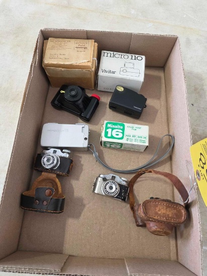 (6) Vintage Mini Cameras Minolta, Crystar, Micro 110, Cub, Peace ...
