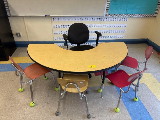 Half Round Table, (4) Chairs, Office Chair - Room 2408 | Online ...