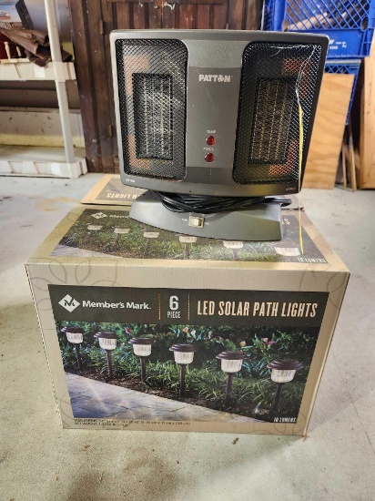 Two Six Piece LED Solar Path Lights - Unopened, Patton Space Heater ...