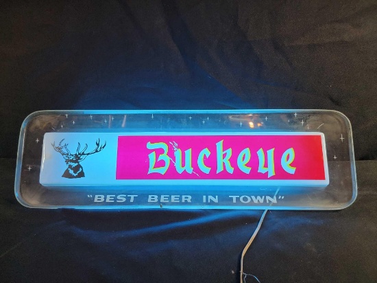 Vintage Buckeye Beer lighted Brewery Sign w Stag Deer | Online Auctions ...