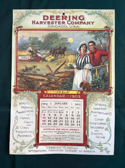 Deering Harvester Company 1903 Calendar marked American Litho Co ...