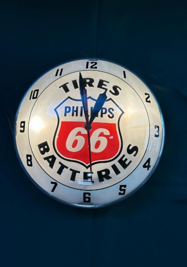 Phillips 66 Tires and Batteries Vintage Double Bubble Clock | Online ...