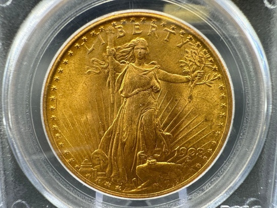 Graded 1908 Gold $20 Saint Gaudens Double Eagle MS64 | Coins & Currency ...