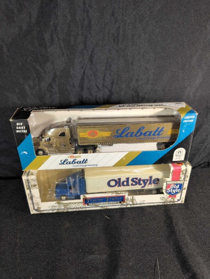 Pair of Die Cast Labatt and Old Style Beer Semi Trucks | Estate ...