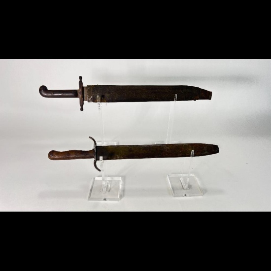 Antique Military Style Short Swords with Sheaths, Wooden Handles, Metal ...