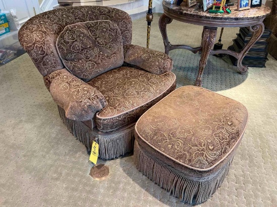 Pearson Upholstered Arm Chair and Matching Ottoman | Estate & Personal ...