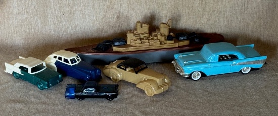 Collectible Avon Car Shape Cologne Bottles, Plastic Battleship Toy And ...
