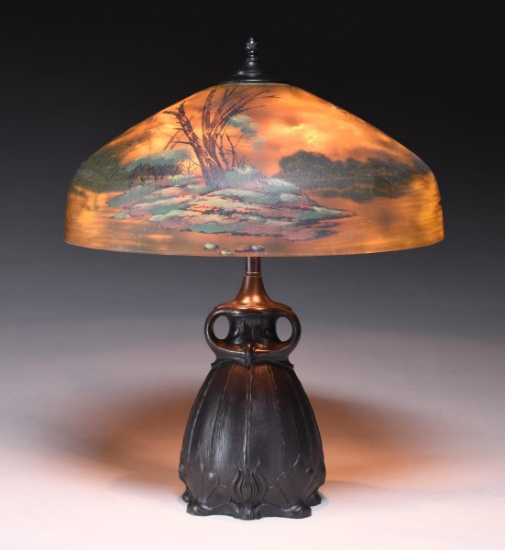 REVERSE PAINTED TABLE LAMP ATTRIBUTED TO | Art, Antiques & Collectibles ...