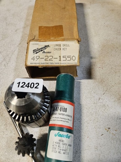 Milwaukee Large Drill Chuck Kit & Jacobs 3 Morse Taper Arbor | Heavy ...