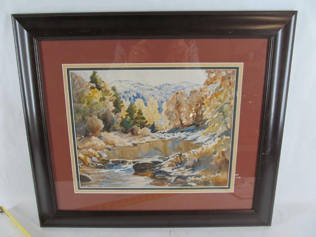 Thomas R. Curtin W/C "River Scene in Fall" | Proxibid