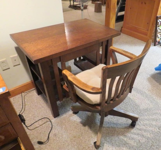Mission Style Writing Desk w/ Chair | Online Auctions | Proxibid