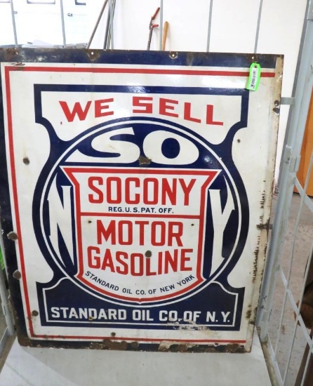 Antique Porcelain Socony Gasoline Sign | Online Auctions | Proxibid