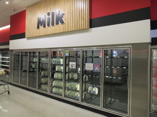 21FT X 24FT WALK-IN DAIRY COOLER W/8 GLASS DOORS 10FT TALL - REMOTE ...