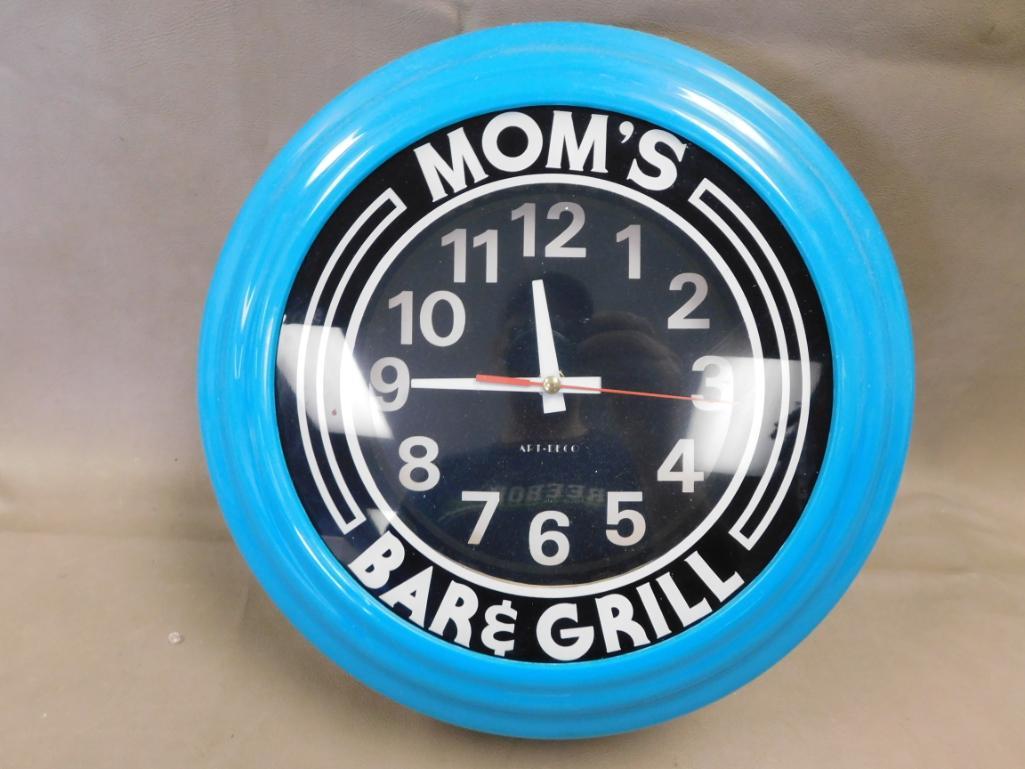 Art Deco Mom's Bar and Grill clock | Proxibid