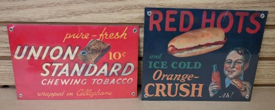 Union Standard Chewing Tobacco - Red Hots Tin Signs | Art, Antiques ...