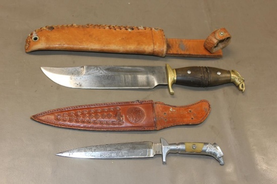 Pair of Etched Mexican Souvenir Knives in Sheaths | Guns & Military ...
