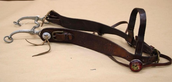 Leather Bridle and Bruenmann Bit with Domed Bird Dog Clips | Art ...