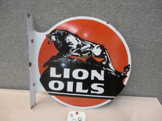 PORCELAIN LION OILS FLANGE SIGN | Art, Antiques & Collectibles ...